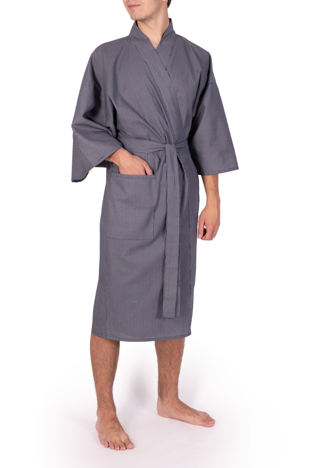 Navy Fine Stripe Men's Happi Kimono | Tom Dick & Harry