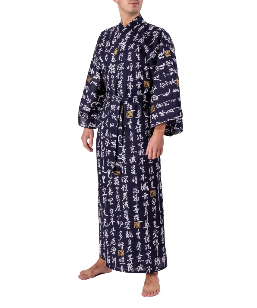 Navy Hannya Sutra Yukata Kimono | Tom Dick & Harry